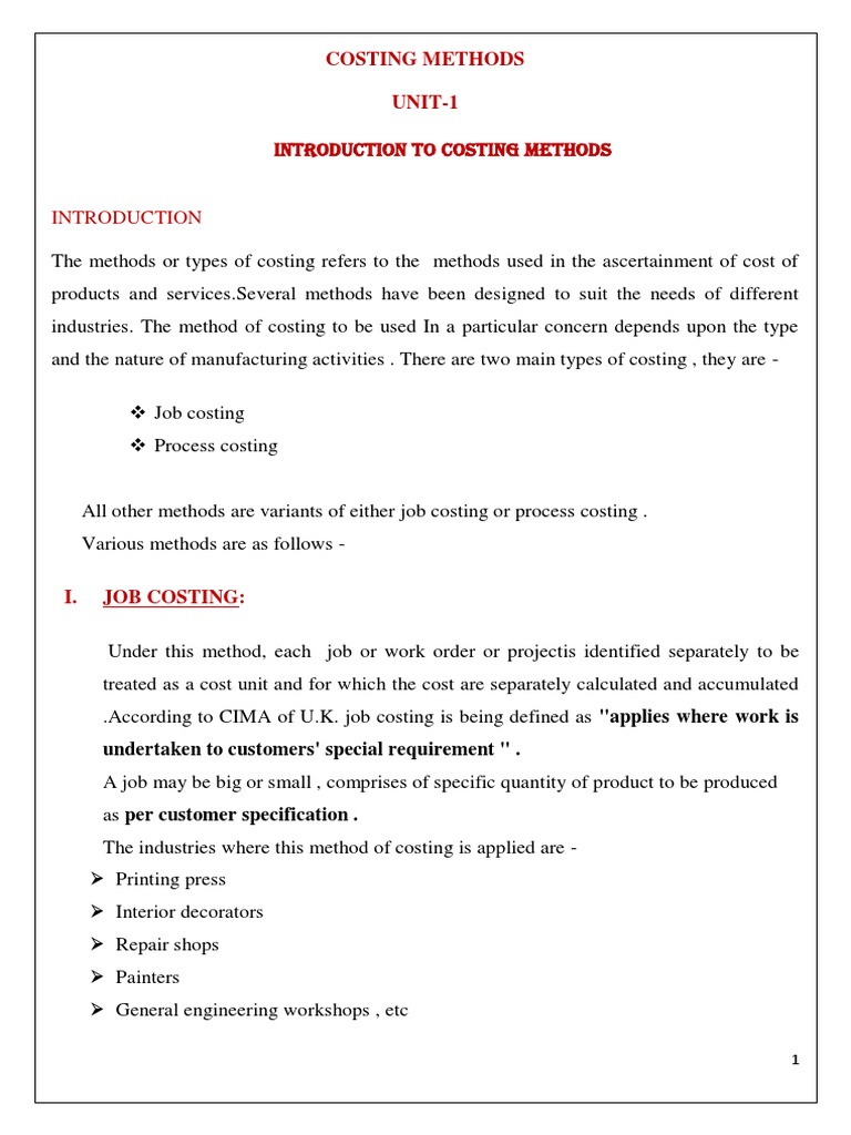 Costing Methods | PDF | Weaving | Factory