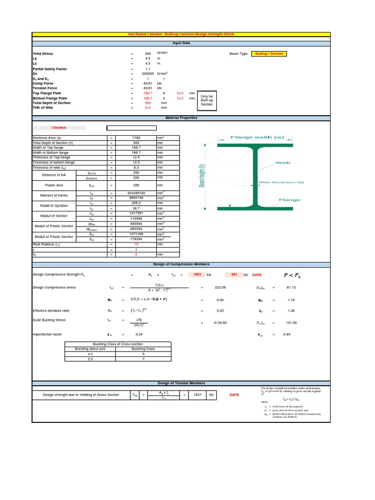 Steel Section Capacity Check For Beam | PDF | Beam (Structure) | Buckling