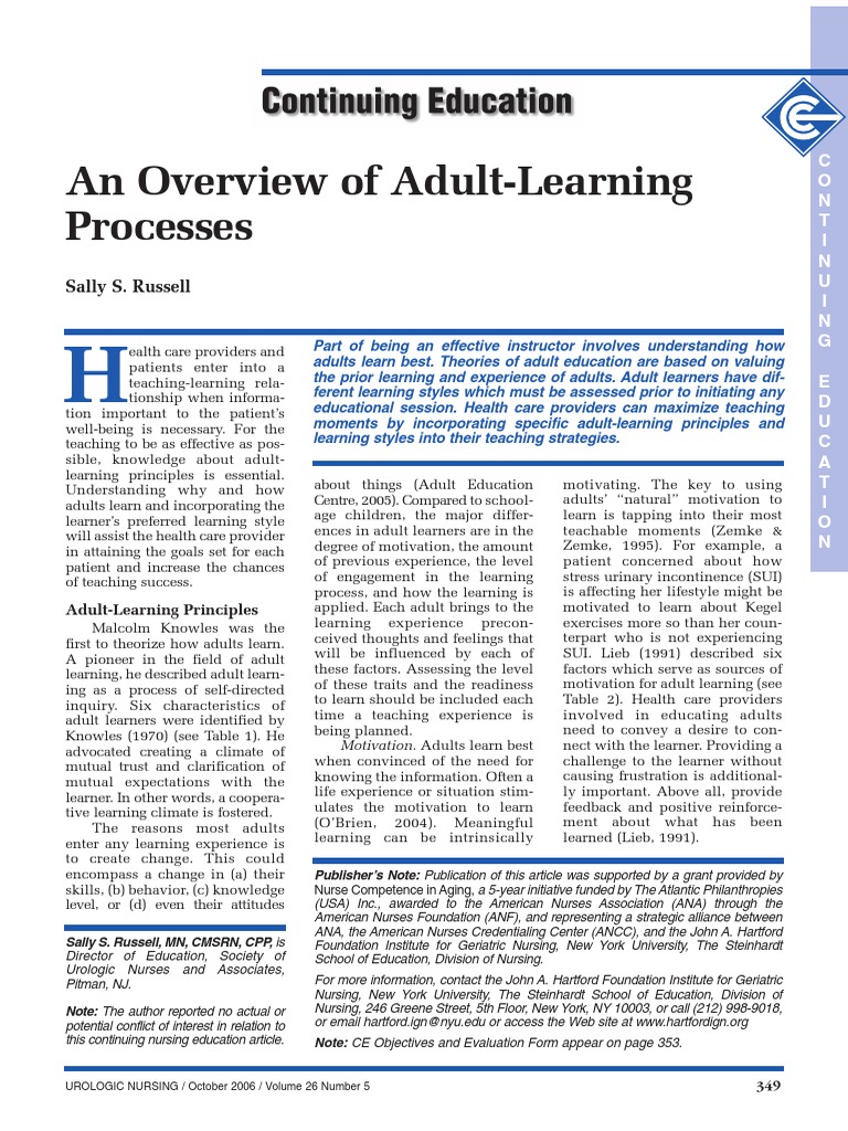 An Overview of Adult Learning Process PDF | PDF | Learning Styles ...