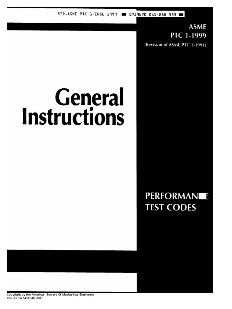 ASME PTC 1 - 1999 General Instruction | PDF