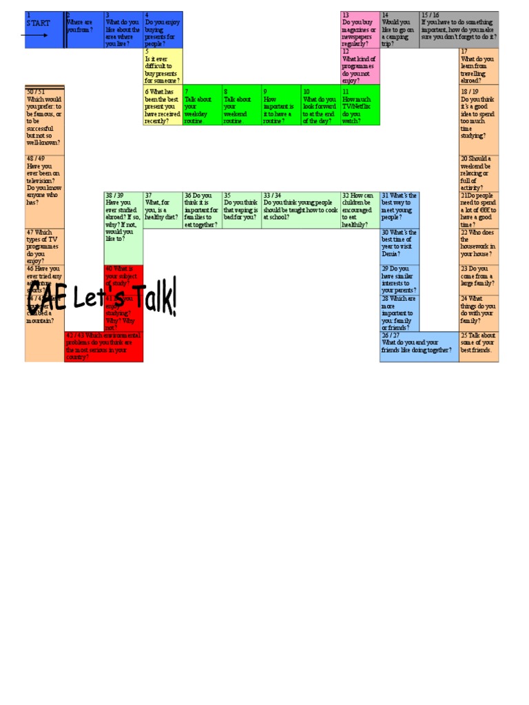 Cae Board Game Activities | PDF