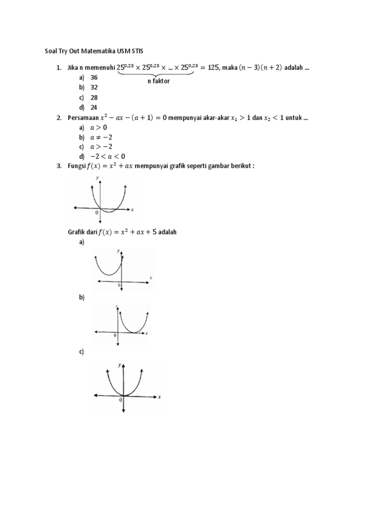 Soal Try Out Matematika Usm Stis | PDF