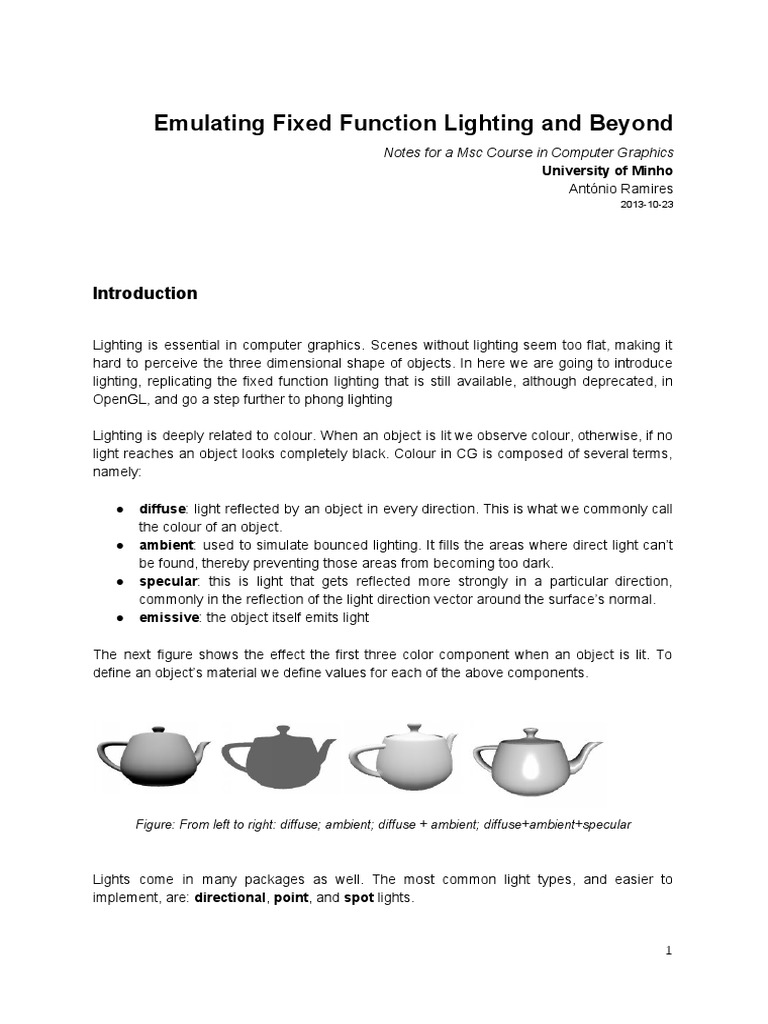 Emulating Fixed Function Lighting and Beyond | PDF | Matrix ...