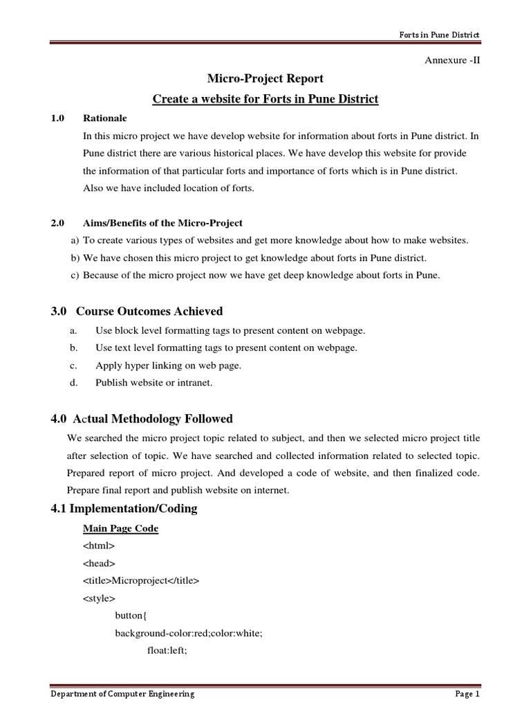 5sample Micro-Project Report Format | PDF