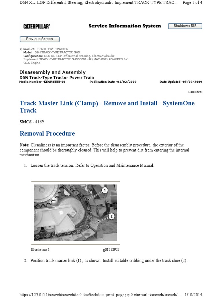 Track Master Link (Clamp) - Remove and Install - Systemone Track | PDF ...