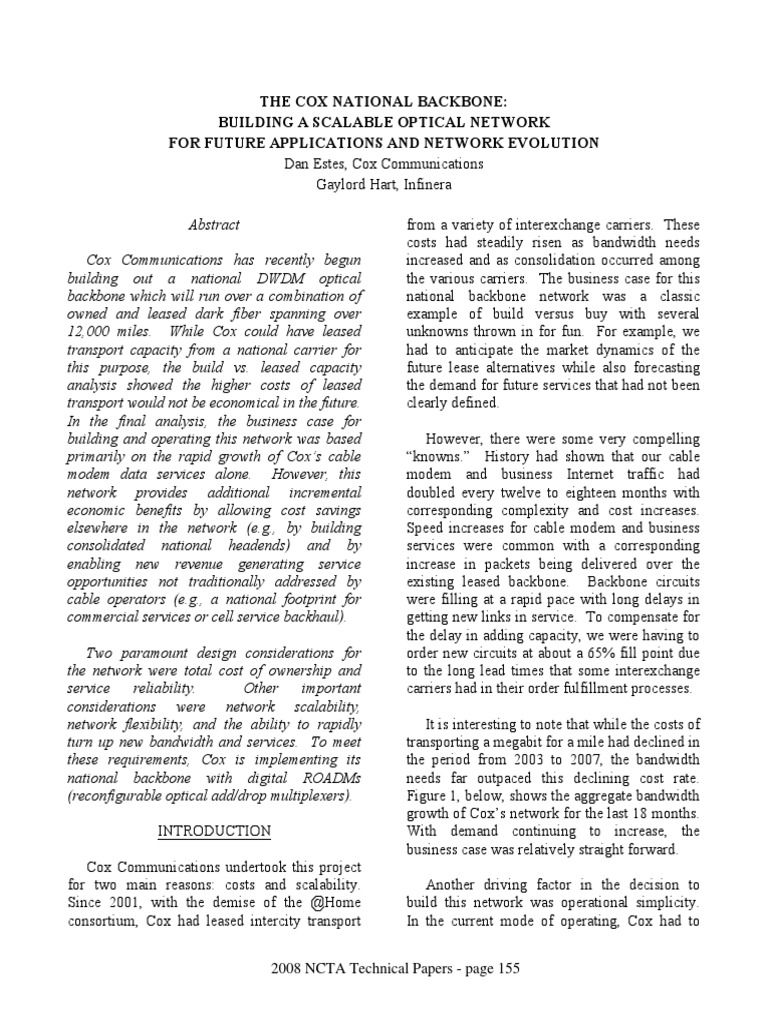 Cox Backbone | PDF | Wavelength Division Multiplexing | Computer Network