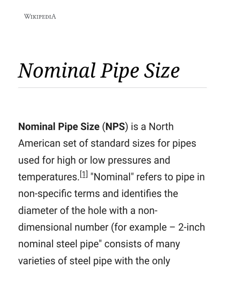 Nominal Pipe Size - Wikipedia | PDF | Hydraulic Engineering | Pipe ...