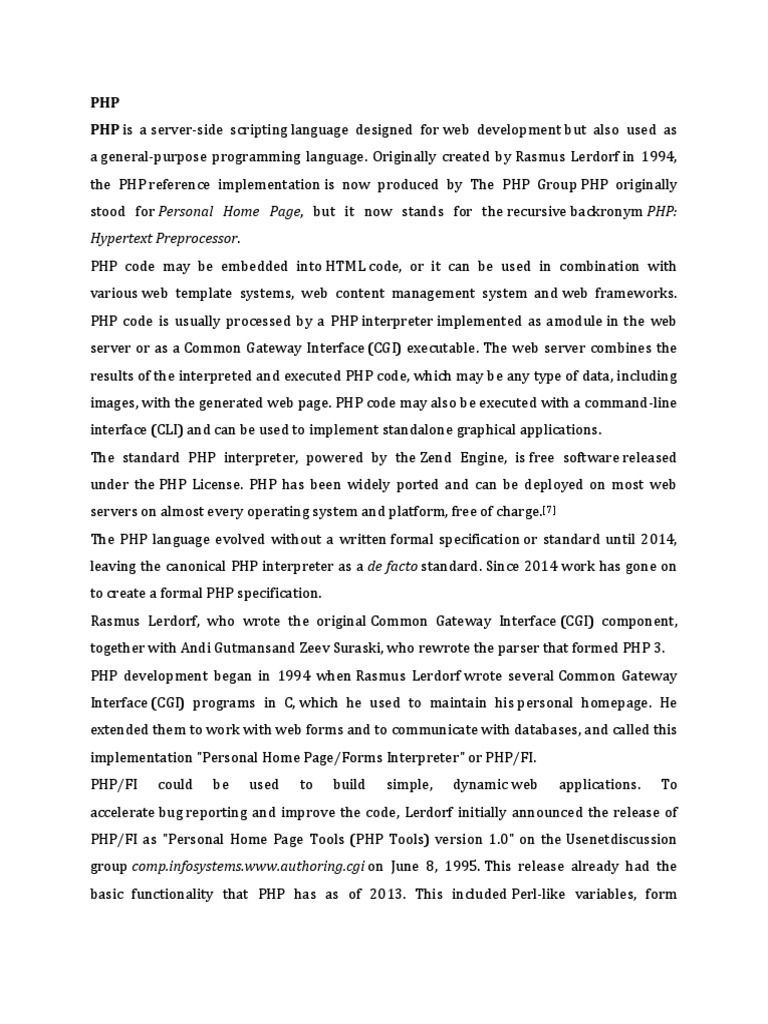 PHP PHP Is A Server-Side Scripting Language Designed For Web ...