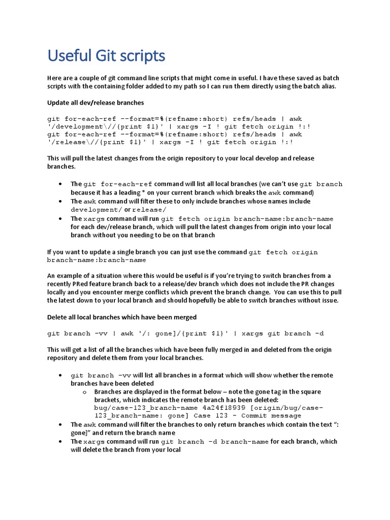 A Selection of Useful Git Scripts | PDF | Computing | Software