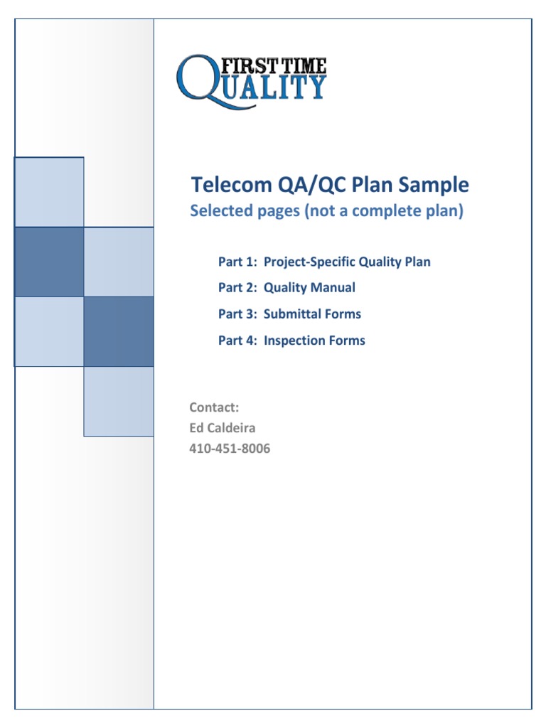 Telecom Quality Plan Sample PDF | PDF | Specification (Technical ...
