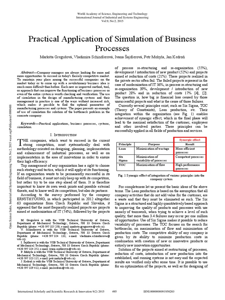 Practical Application of Simulation of Business Processes | PDF ...