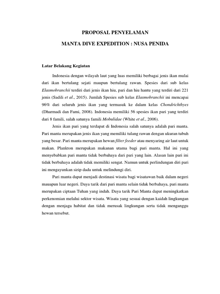 Manta Dive Expedition Proposal | PDF