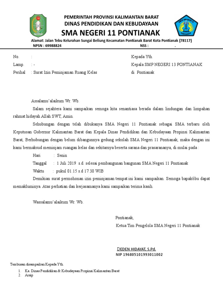 Contoh Surat Ijin Pinjam Tempat | PDF