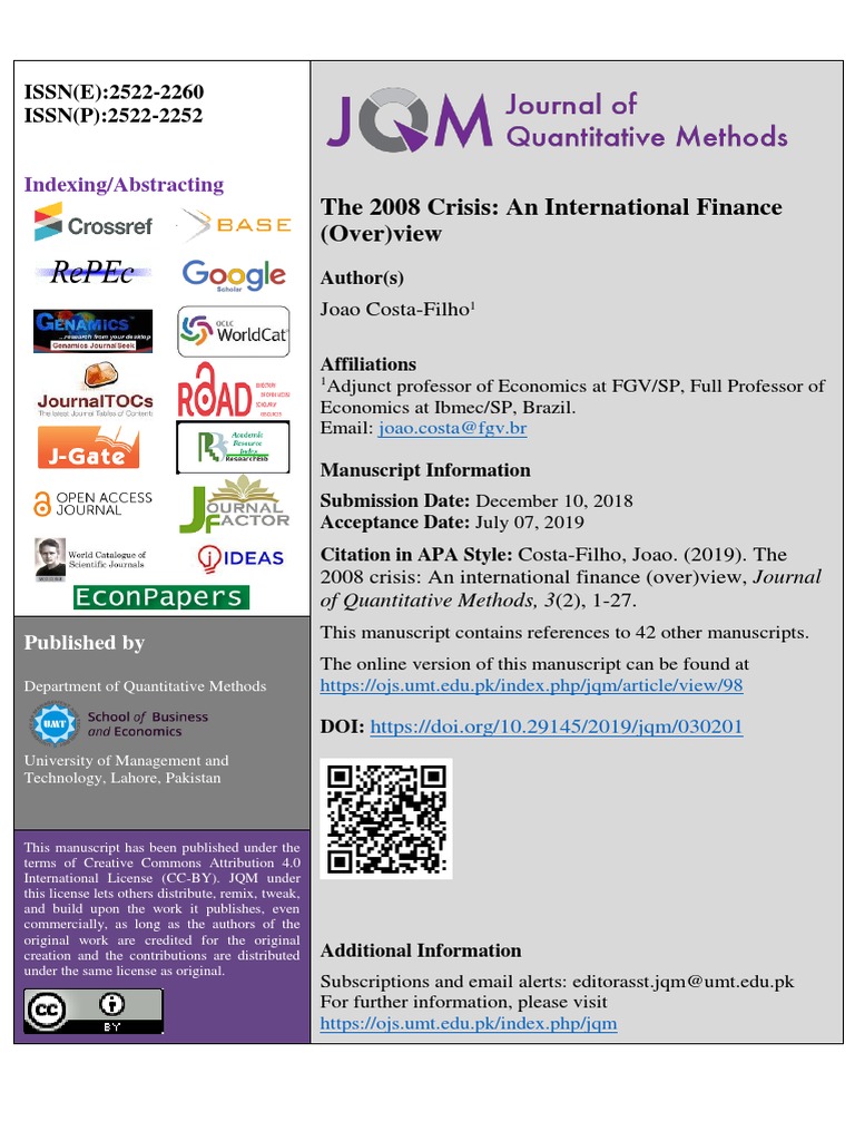 The 2008 Crisis An International Finance (Over) View | PDF | Exchange ...
