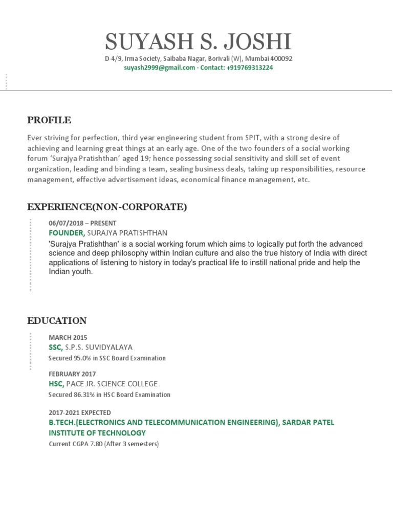 CV - Suyash Joshi PDF | PDF | Analytics | Science