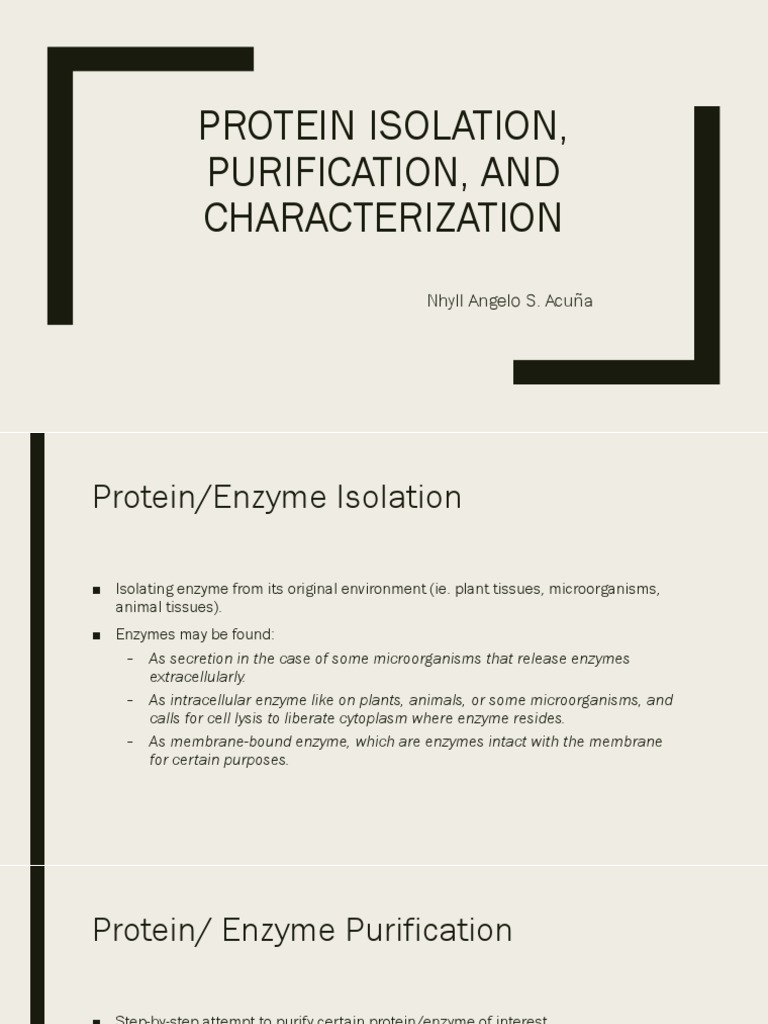 Protein Isolation, Purification, and Characterization: Nhyll Angelo S ...