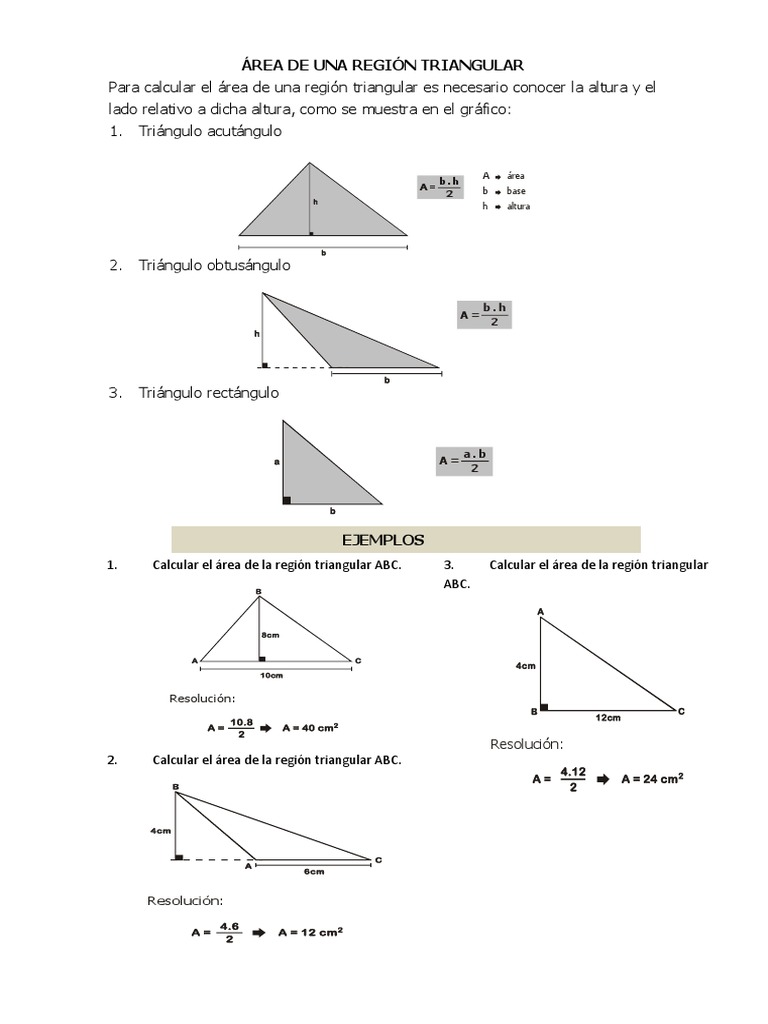 Cálculo del Área de Triángulos | PDF | Triángulo | Geometría Convexa