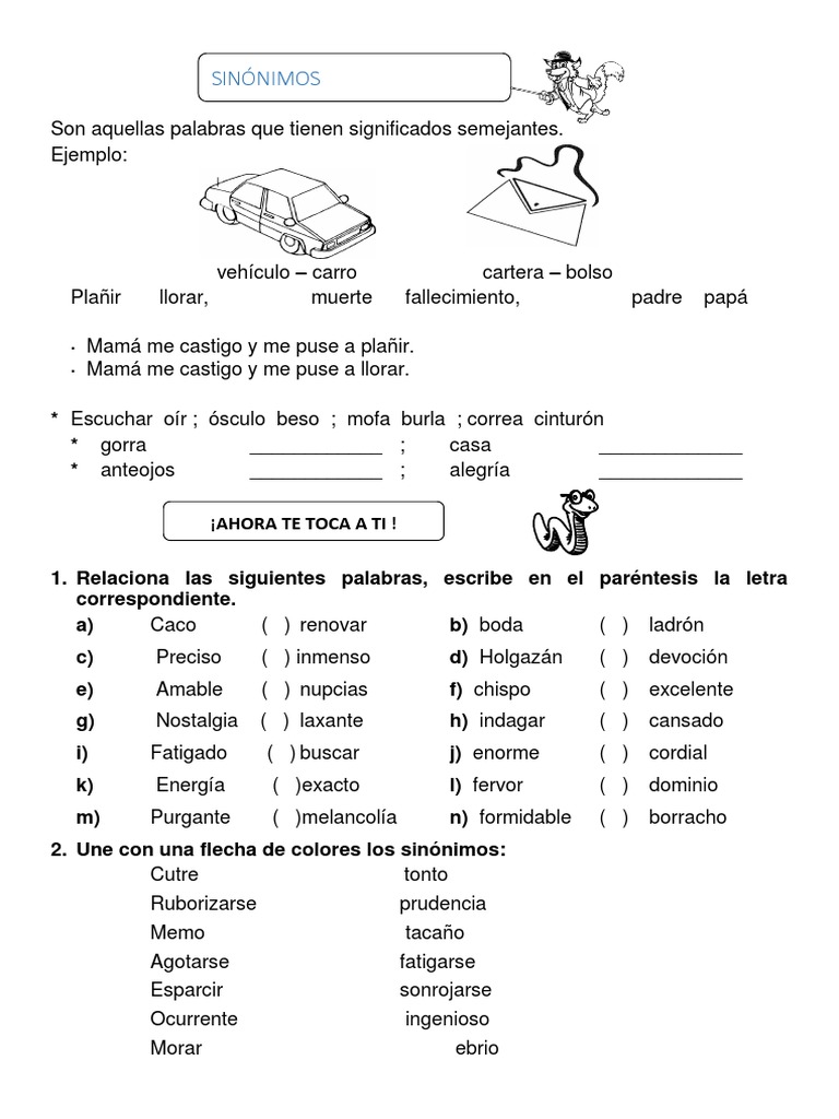 Sesion de Sinonimos y Antonimos | PDF
