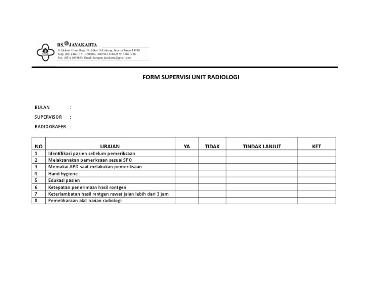 Form Supervisi Unit Radiologi | PDF