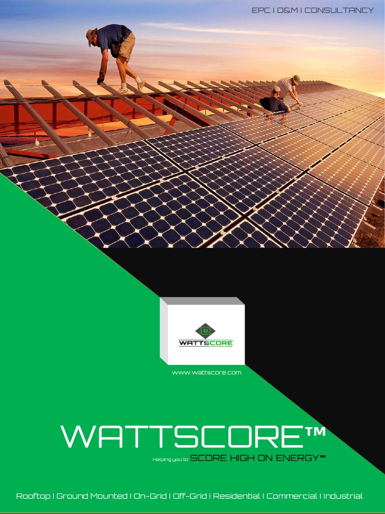 Solar Epc Brochure - Wattscore | PDF | Photovoltaic System | Solar Power