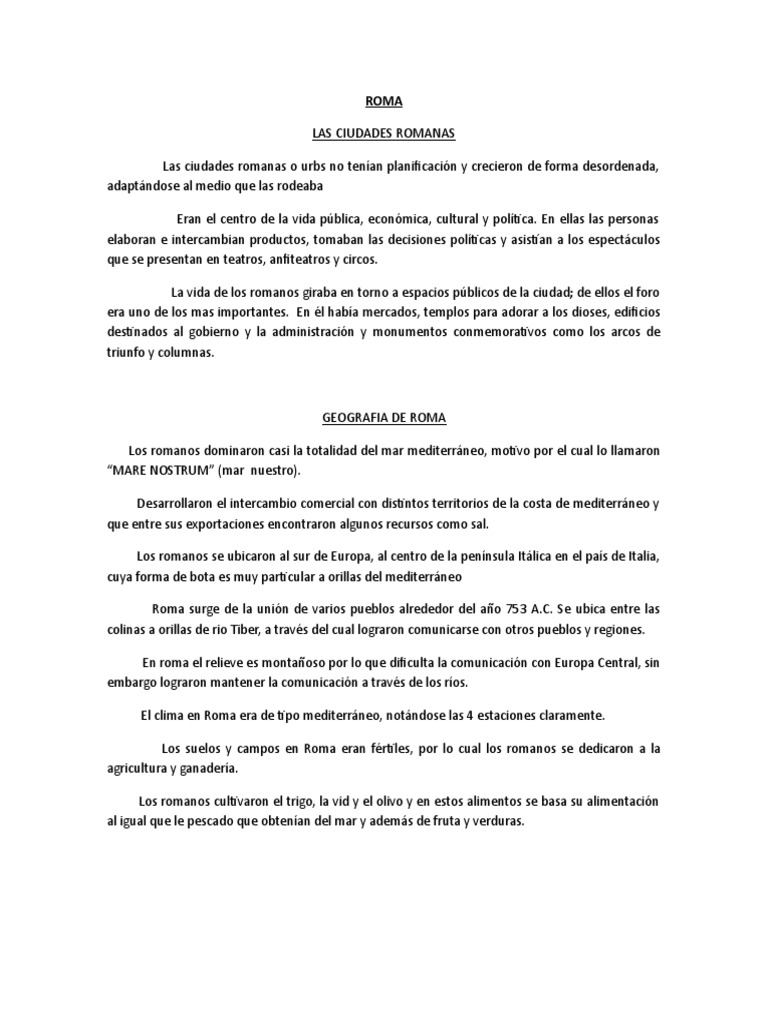 Resumen de Roma | PDF | imperio Romano | Roma antigua
