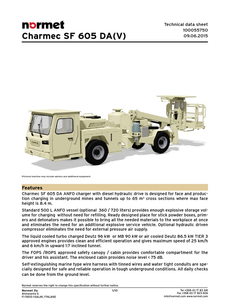 Charmec SF 605 DA Technical Specifications | PDF | Truck | Brake