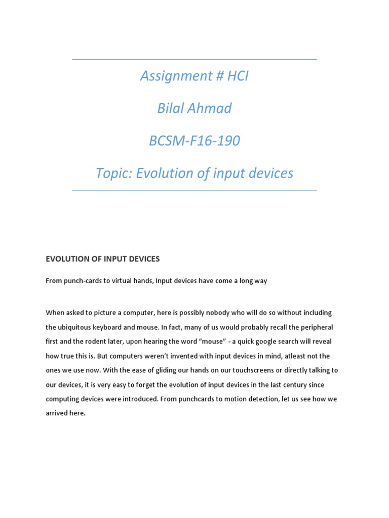Evolution of Input Devices | PDF | Touchscreen | Graphical User Interfaces