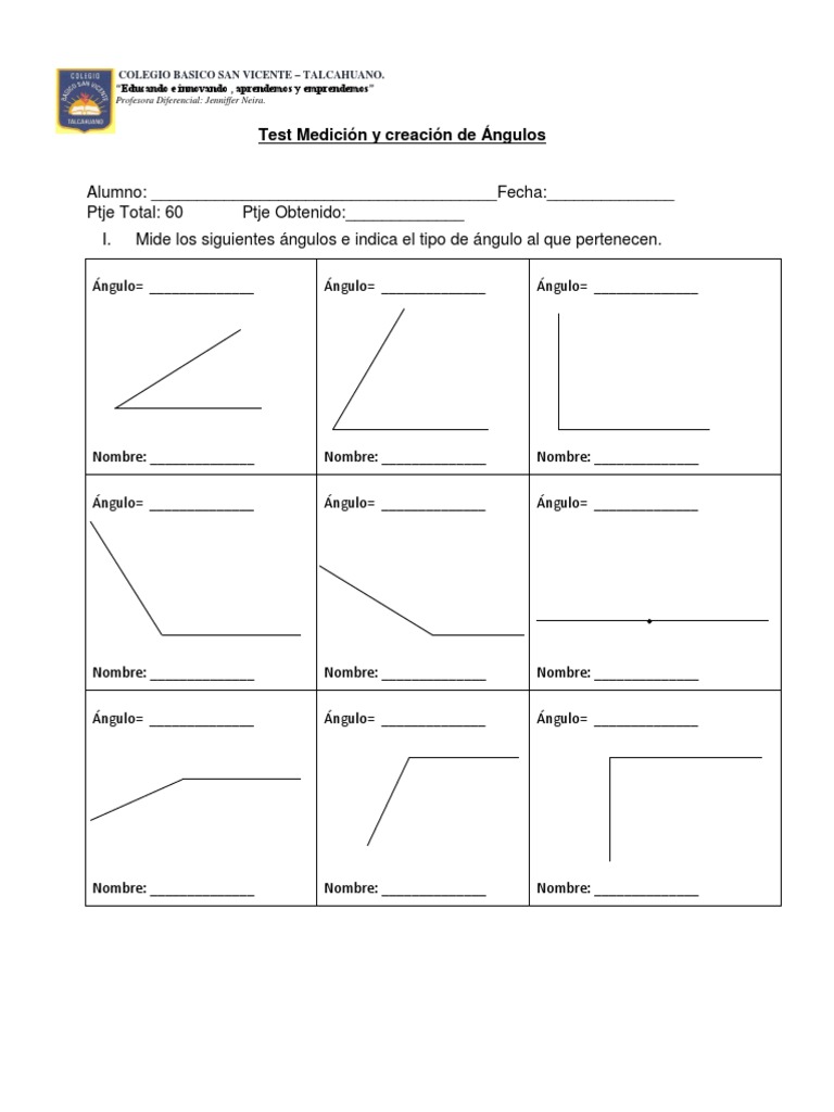 Test de Medición y Creación de Ángulos | PDF | Aprendizaje