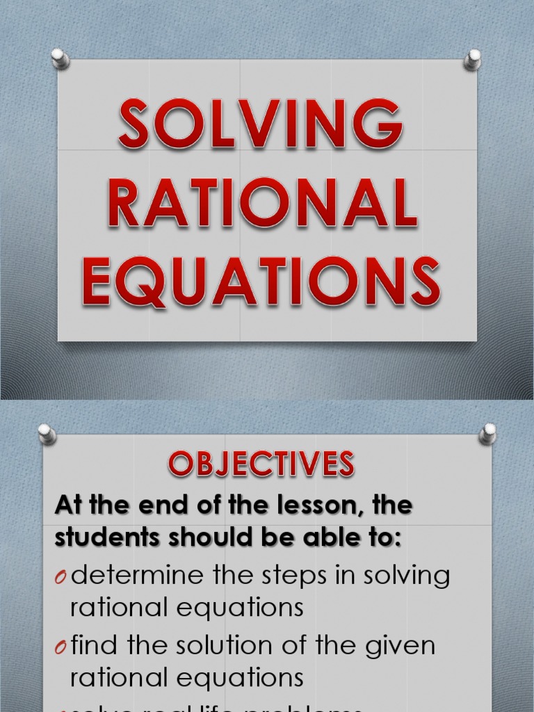 Solving Rational Equations Guide | PDF | Equations | Applied Mathematics