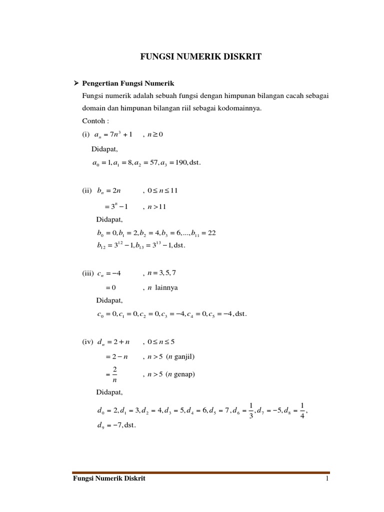 Fungsi dan Operasi Numerik Diskrit | PDF