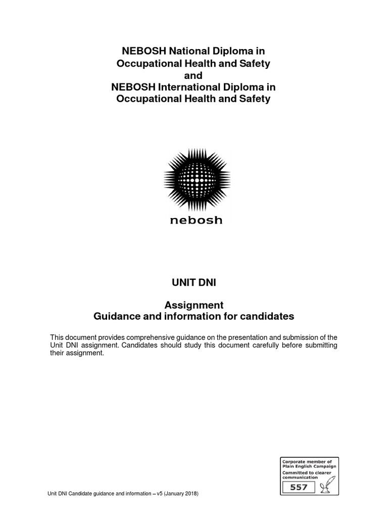 Unit DNI Assignment Guidance for NEBOSH | PDF | Occupational Safety And ...