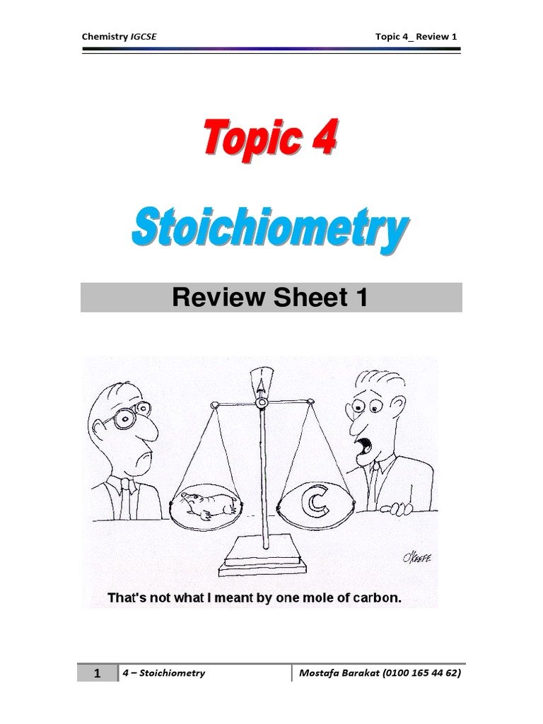 Stoichiometry Review 1 | PDF | Stoichiometry | Mole (Unit)