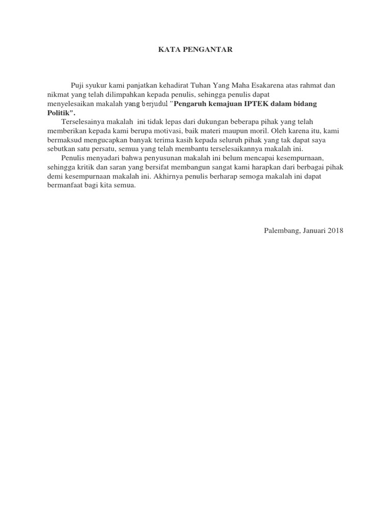PKN Makalah Pengaruh Kemajuan Iptek Dalam Bidang Politik | PDF