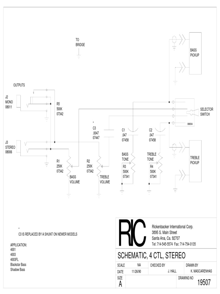 Rickenbacker 4001 Schematic | PDF | String Instruments | Guitars
