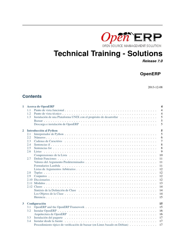 Openerp Technical Training v7 Solutions | PDF | Objeto (informática ...