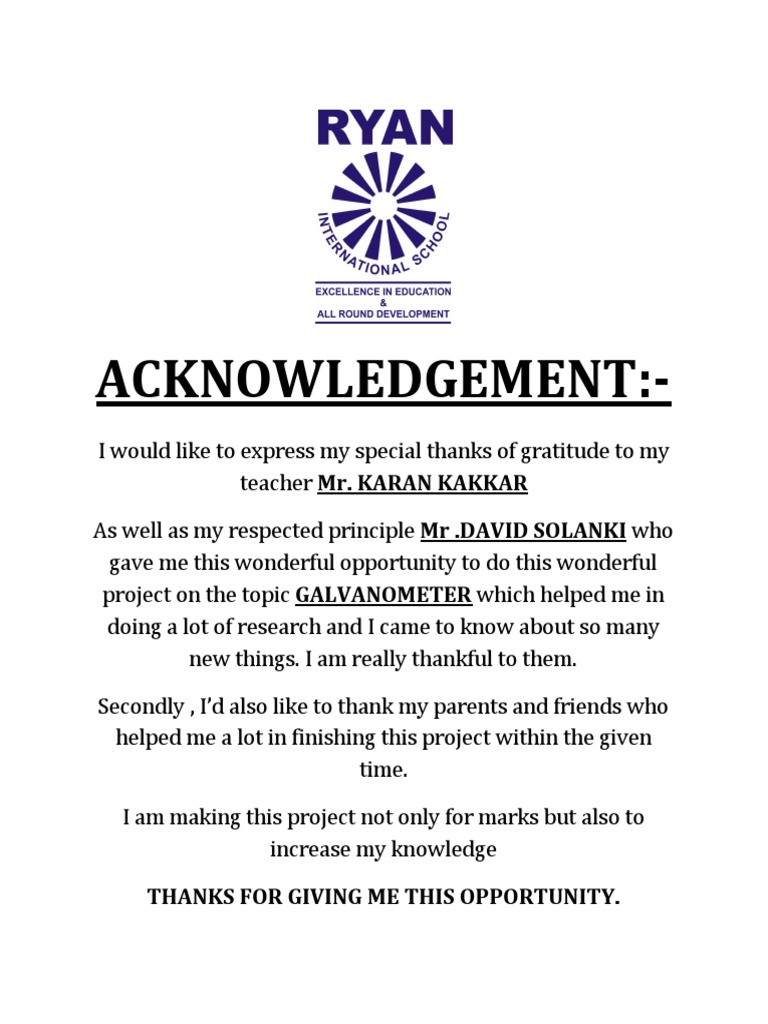 Acknowledgement:-: Thanks For Giving Me This Opportunity | PDF