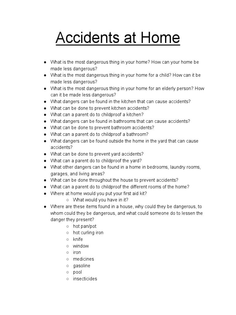 Free Talk - Accidents at Home | PDF | Kitchen | Bathroom