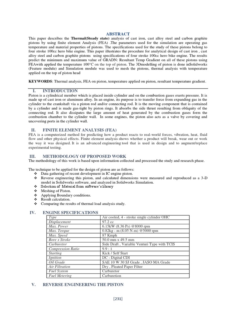 KEYWORDS: Thermal Analysis, FEA On Piston, Temperature Applied On ...