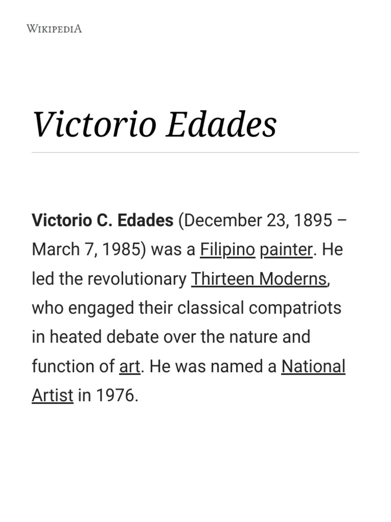 Victorio Edades - Wikipedia PDF | PDF | Aesthetics | Art Movements