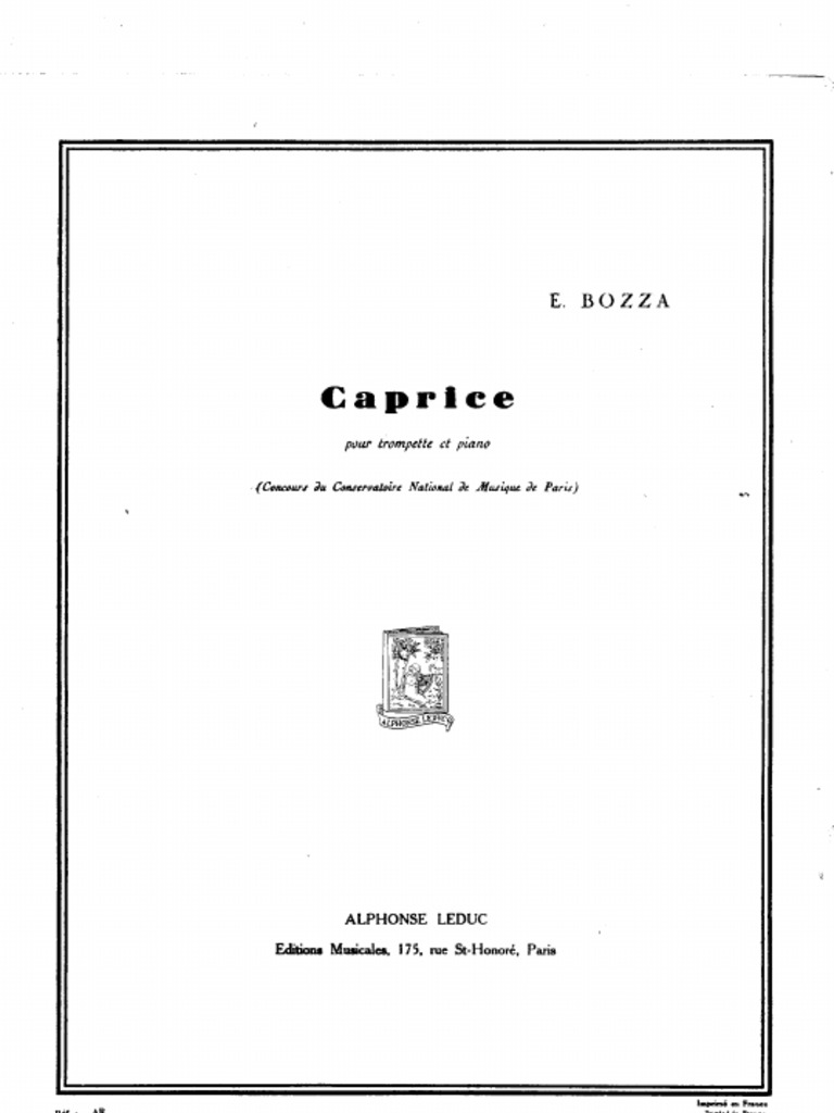 BOZZA - Caprice Nº 1 (C Trumpet + Piano) +++90 | PDF