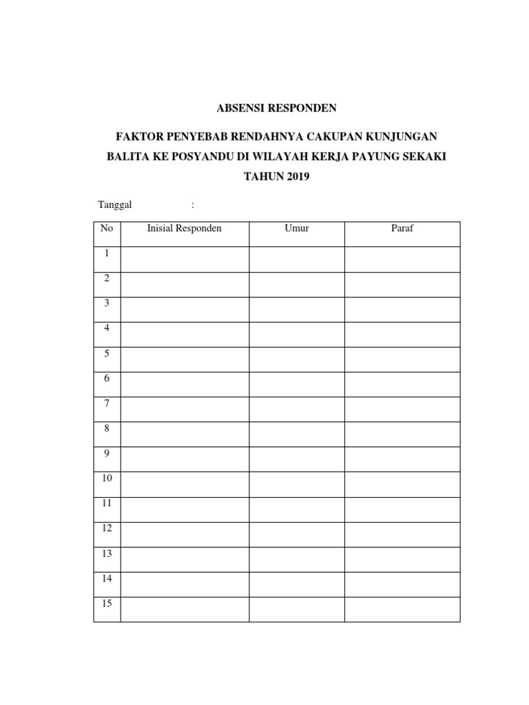 Absensi Responden | PDF