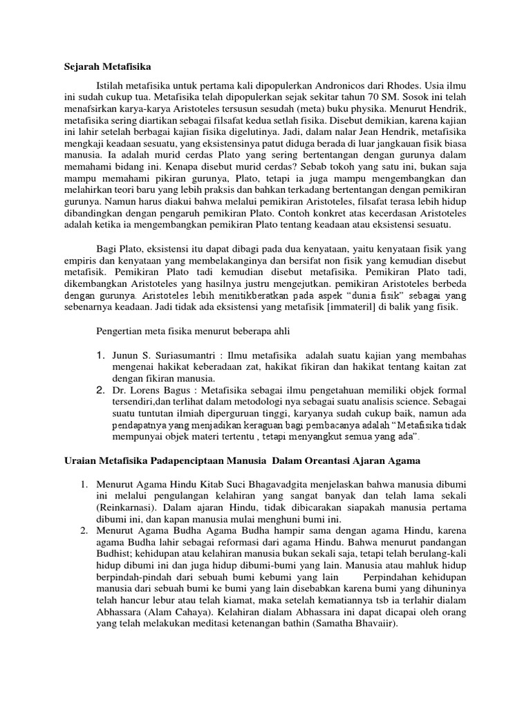 Sejarah Metafisika | PDF