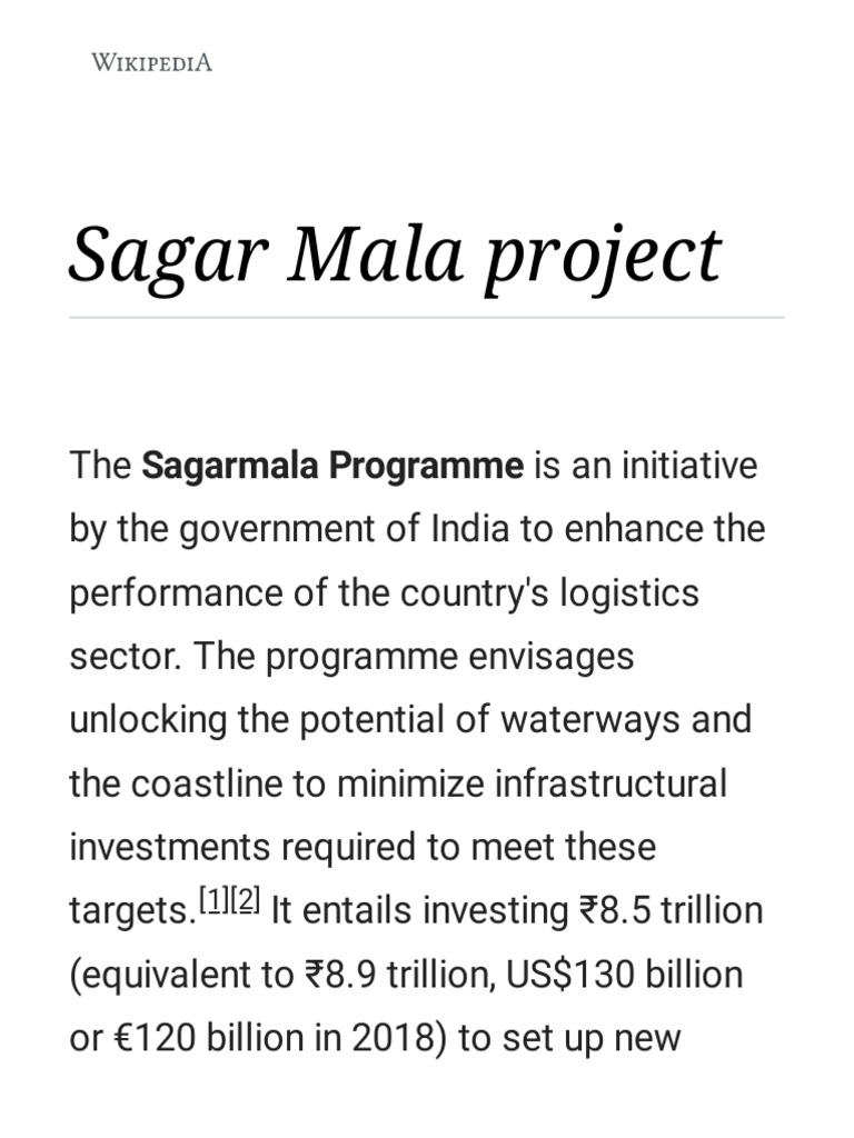Sagarmala Project Overview and Goals | PDF | Shipping | Water Transport