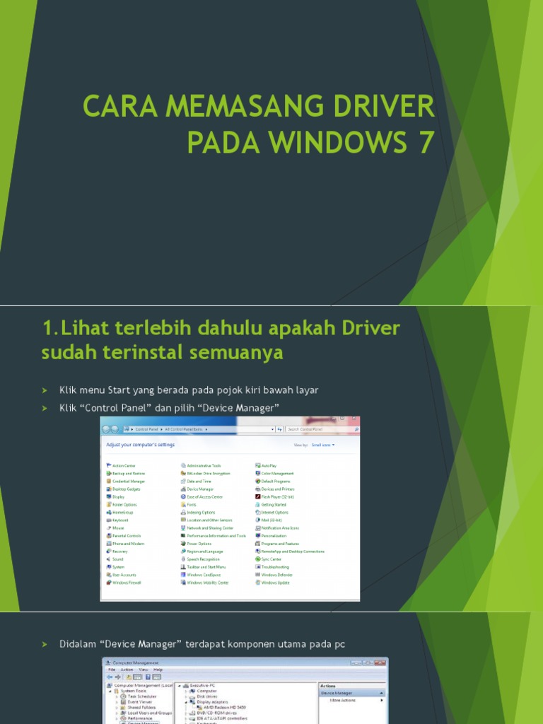 Cara Memasang Driver Pada Windows 7 | PDF