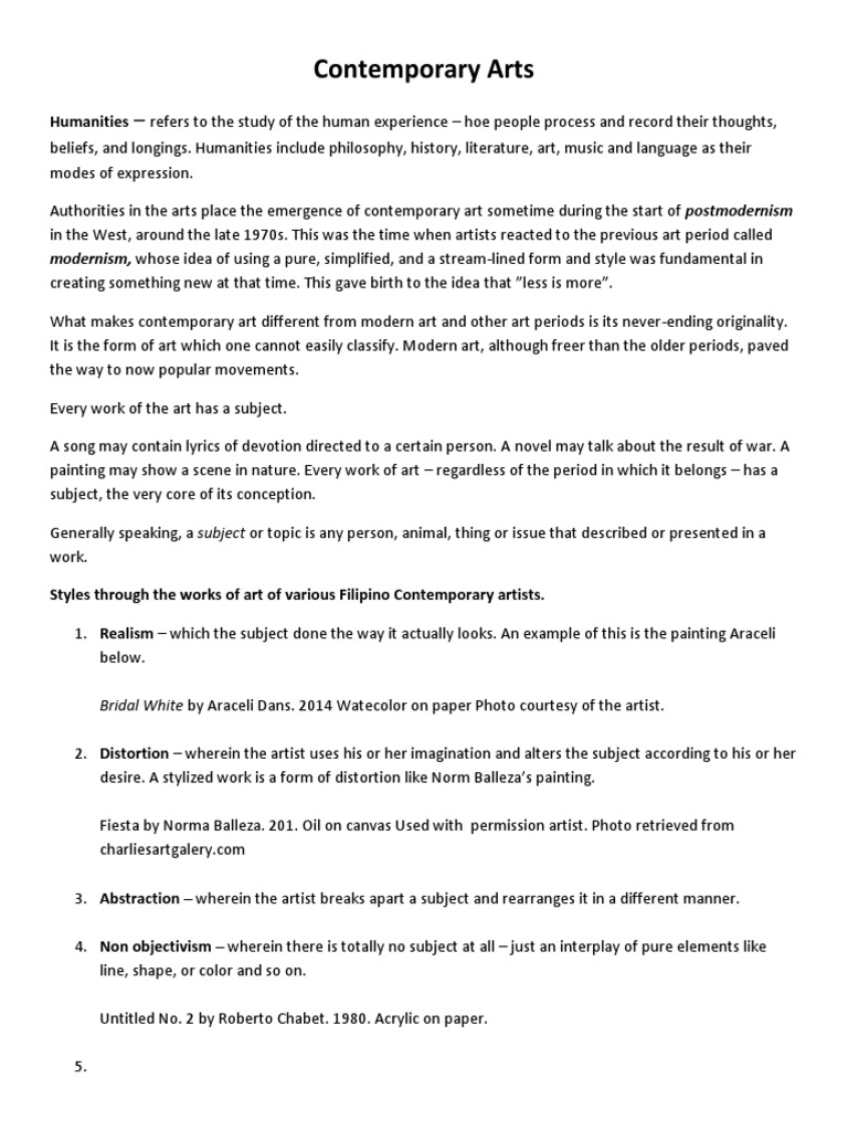 Contemp. Art Lesson | PDF