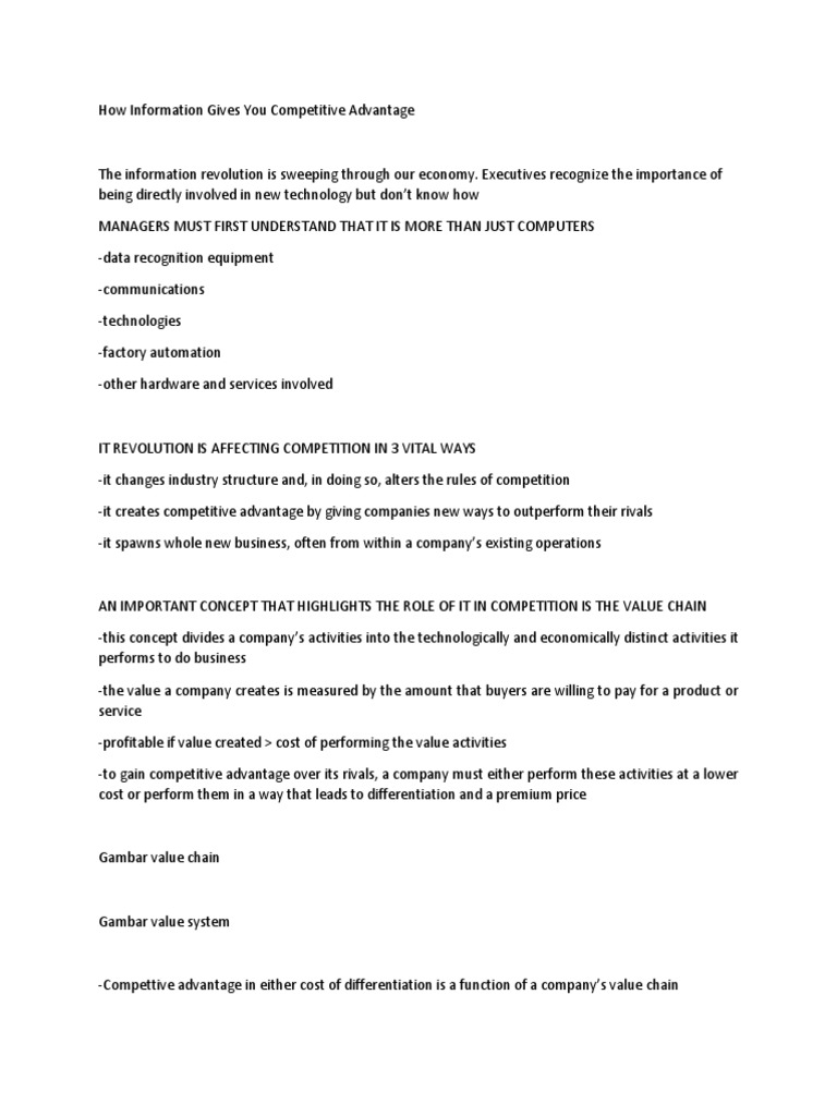 How Information Gives You Competitive Advantage | PDF | Value Chain ...