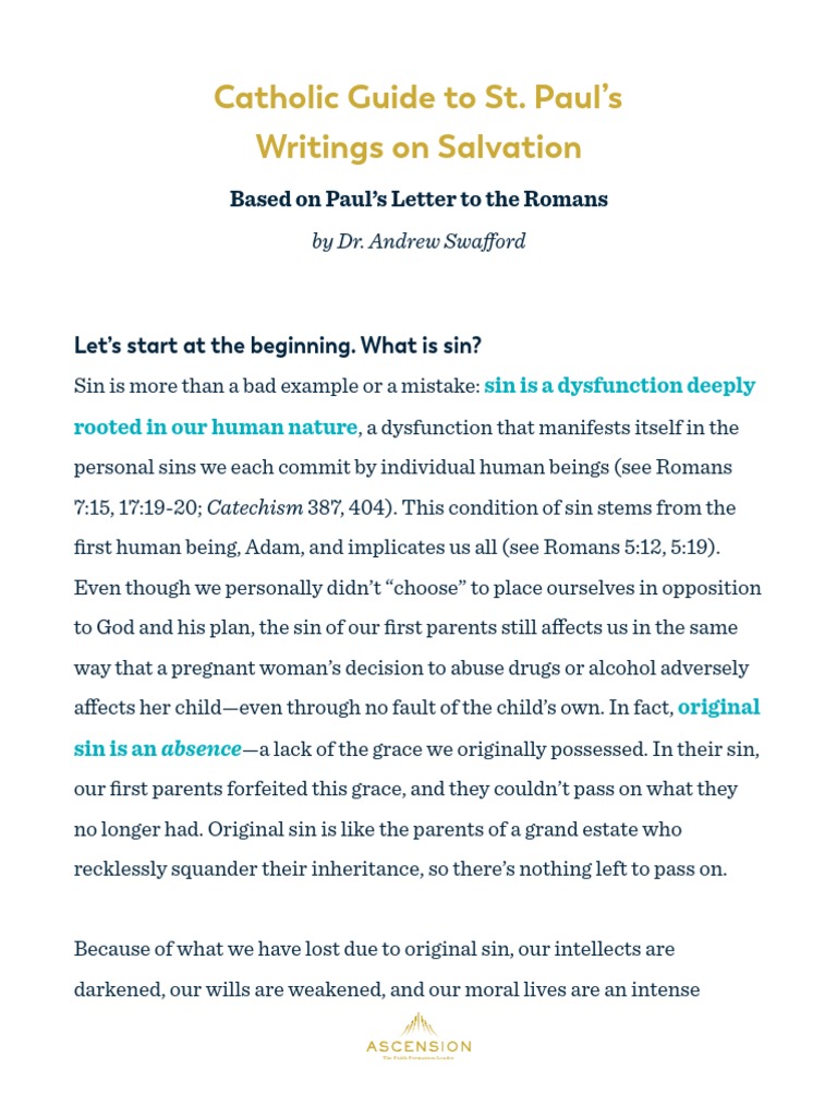 Catholic Guide To ST Pauls Writings On Salvation | PDF | Baptism ...