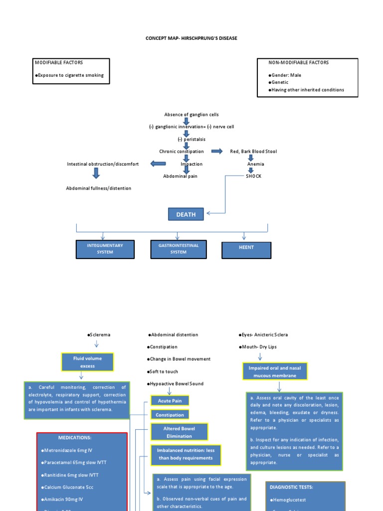Hirschsprung's Disease Concept Map | PDF | Constipation | Pain