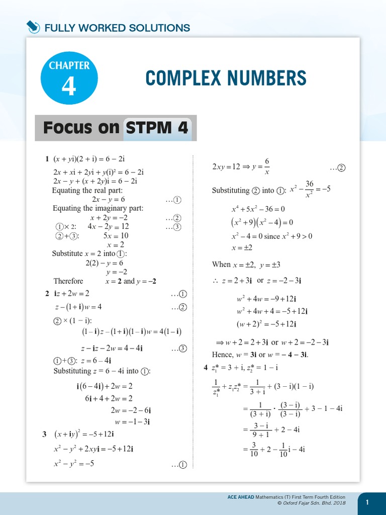 Complex Numbers: Focus On STPM 4 | PDF | Abstract Algebra | Elementary Mathematics