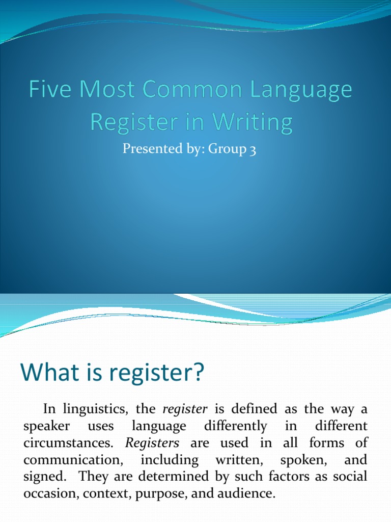 5 Most Common Language Register in Writing | PDF